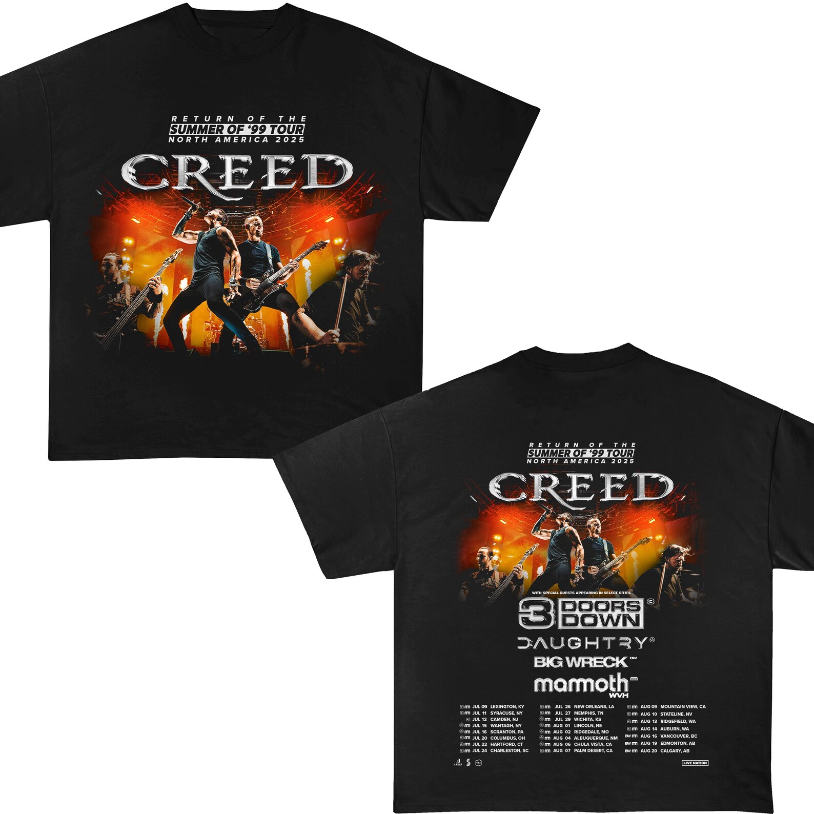 Creed Band 2025 Tour Summer of ’99 Tour Shirt, Creed Band Fan Gift ...