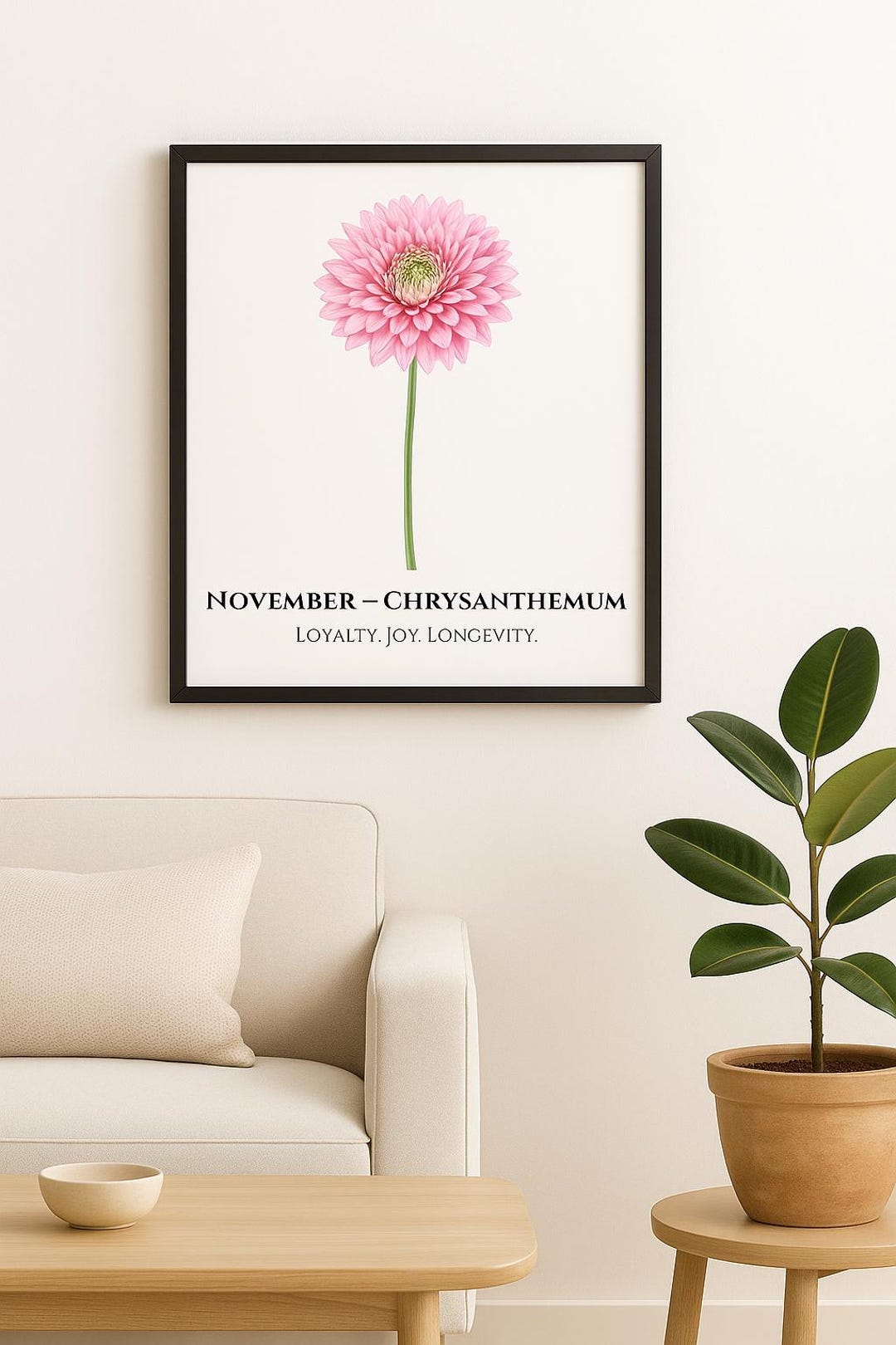 November Birth Flower Wall Art – Chrysanthemum Printable Art – Digital ...