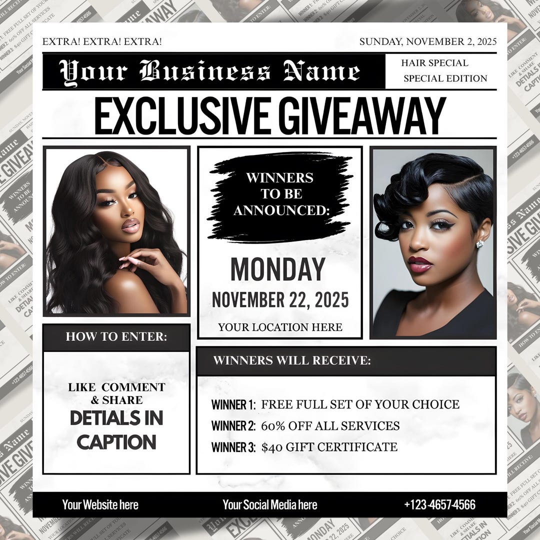 Raffle Giveaway Flyer Hair Raffle Beauty Flyer Hair Special Flyer ...