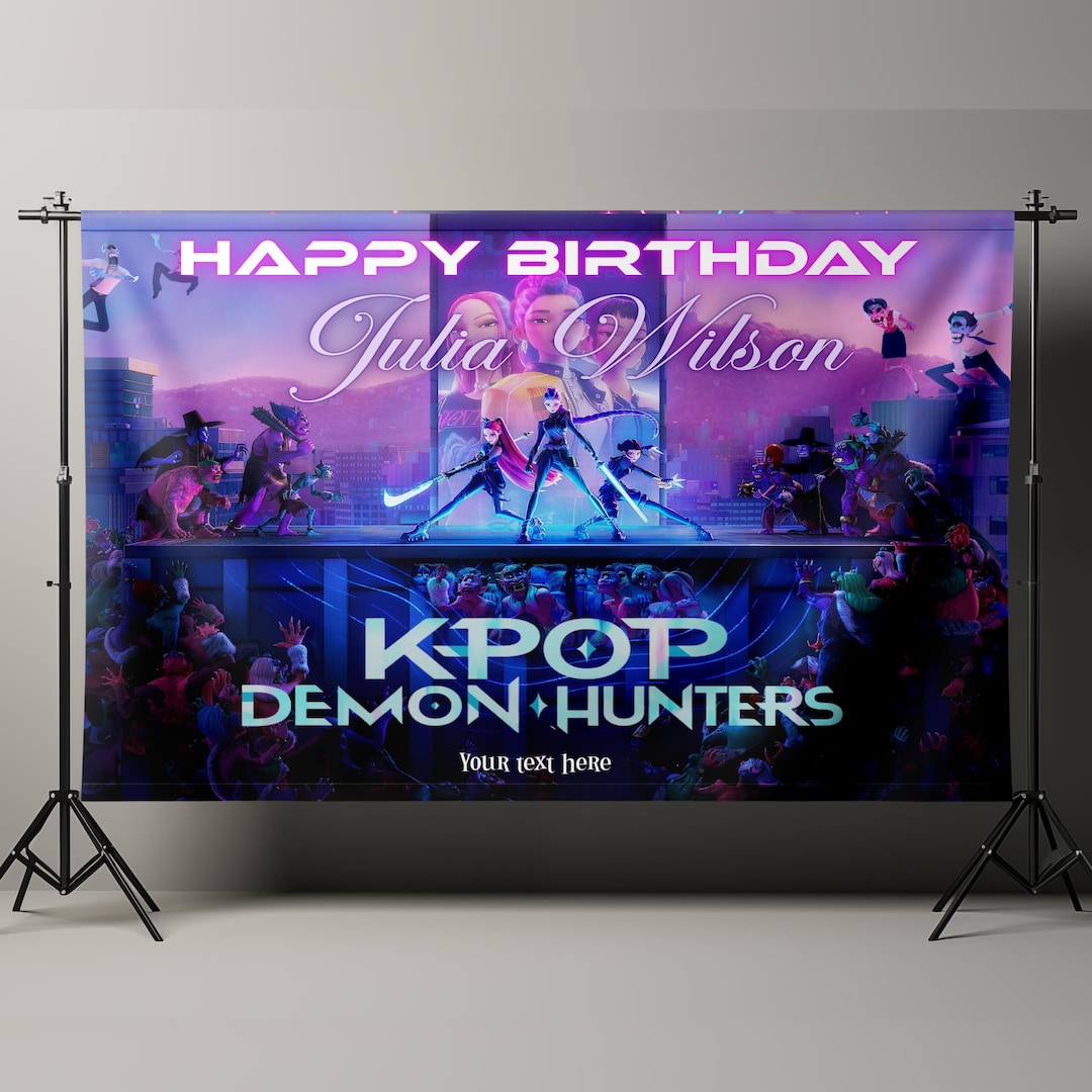 Editable Kpop Demon Hunters Birthday Banner | Kpop Demon Hunters ...