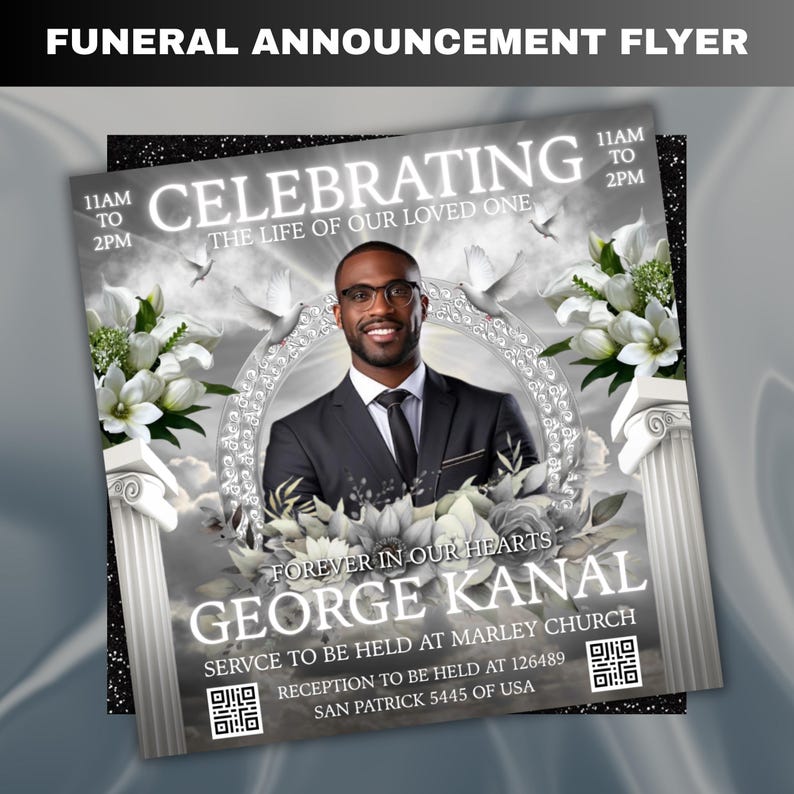 Memorial Funeral Announcement Flyer, Rest in Peace Flyer, Editable ...
