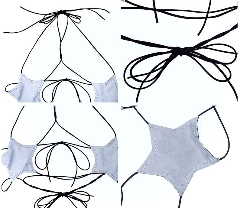 Seeing Stars Star Shaped Wrap Halter Bikini Bra Top in Black | Etsy