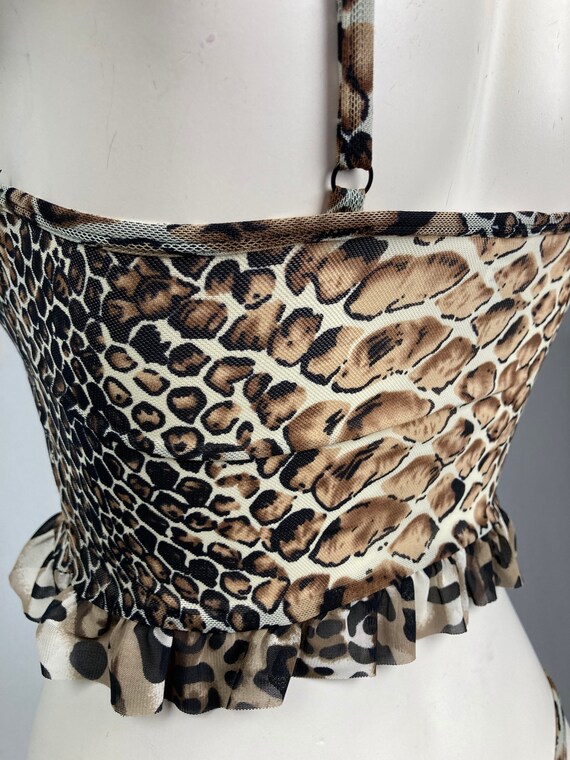 Y2k Leopard and Snake Print Padded Bustier Ruffle Lac… - Gem