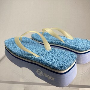 Y2K Sugar Sponge Floatie Mesh RED or BLUE Platform Foam Wedge Flip Flop ...