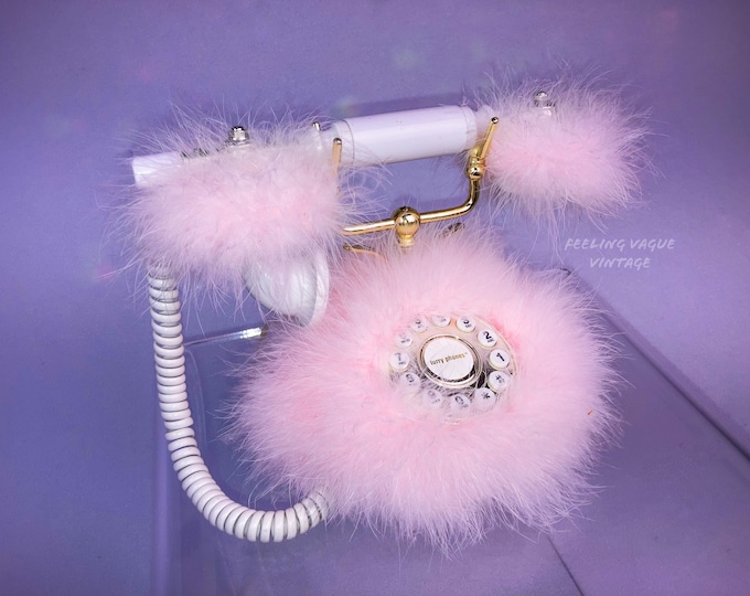 90’s Vintage Fuzzy Pink Marabou Princess Telephone - Etsy