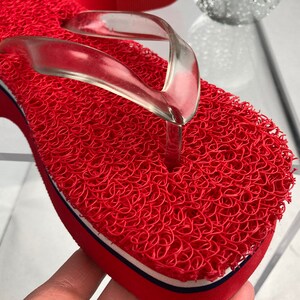 Y2K Sugar Sponge Floatie Mesh RED or BLUE Platform Foam Wedge Flip Flop ...