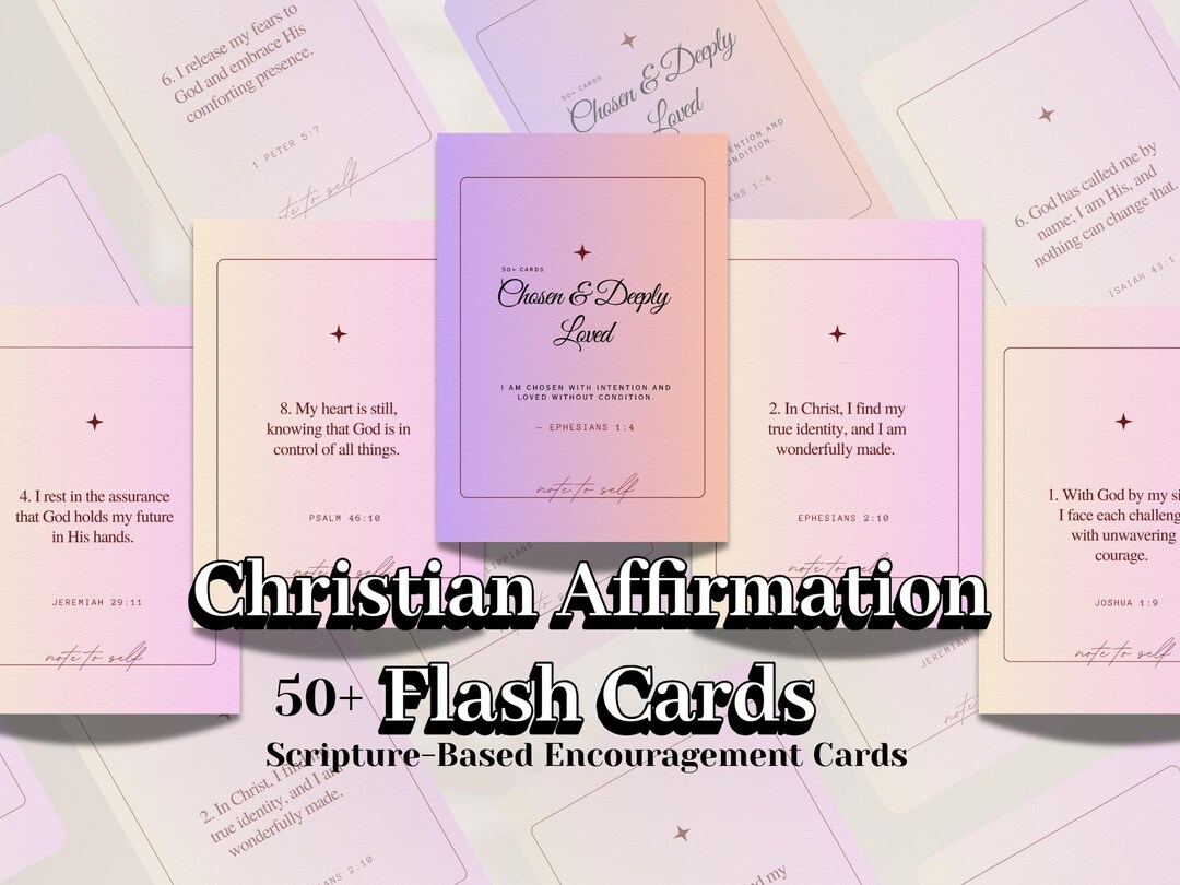 Christian Affirmation Cards Printable – 50 Scripture Encouragement ...