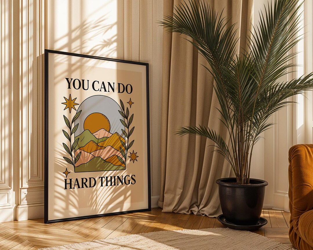 Boho Motivational Digital Poster - I Can Do Hard Things Office ...