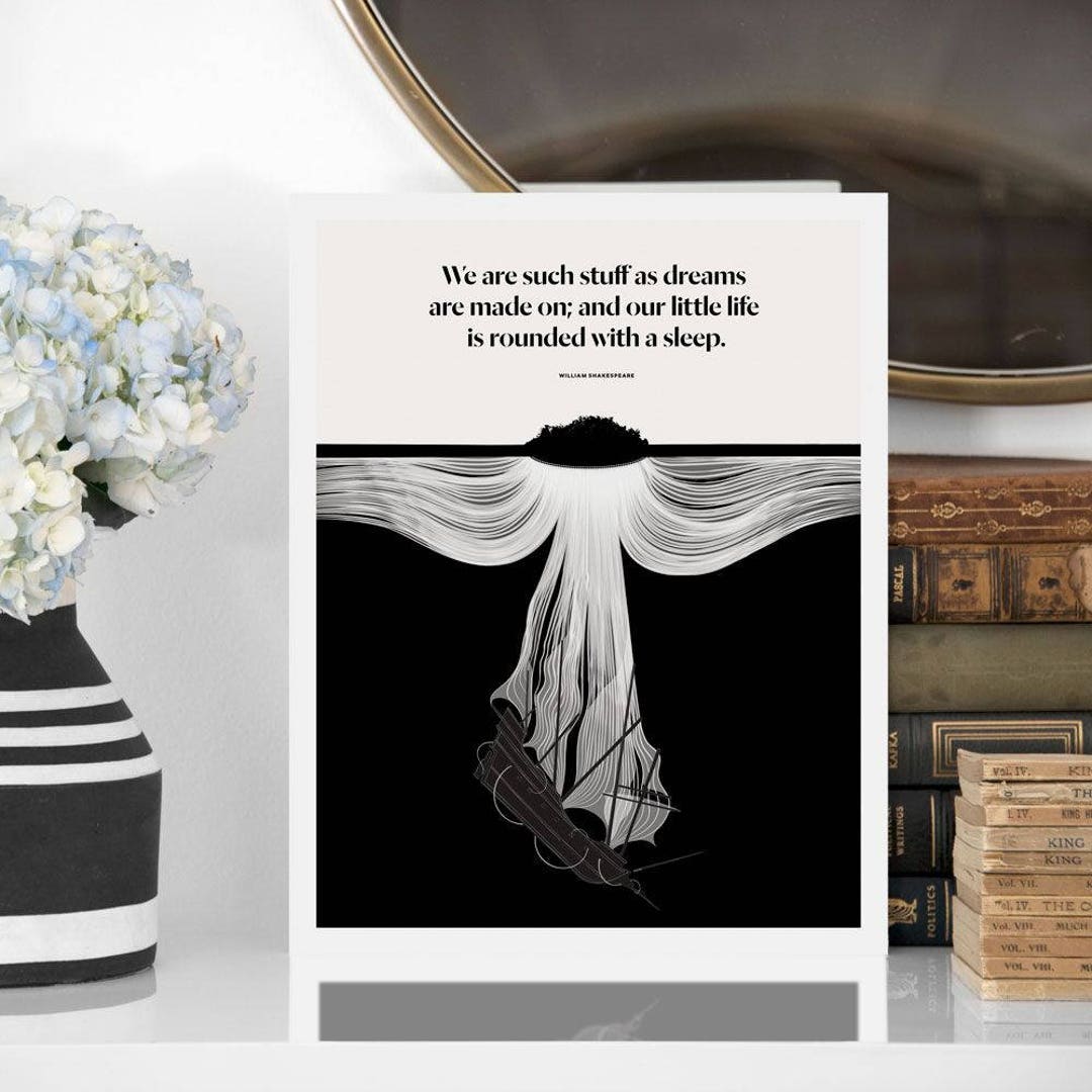 William Shakespeare Literary Poster, "pages" Black and White Book Lover ...