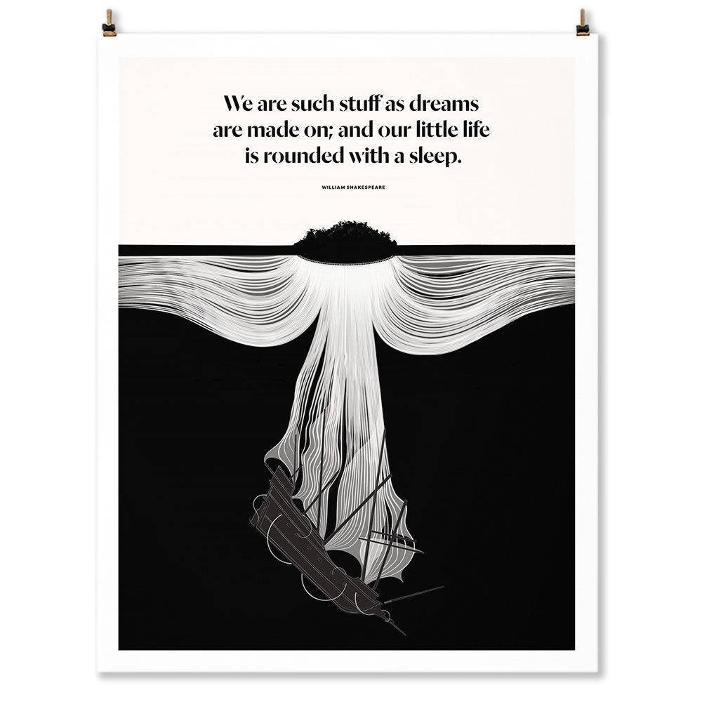William Shakespeare Literary Poster, "pages" Black and White Book Lover ...