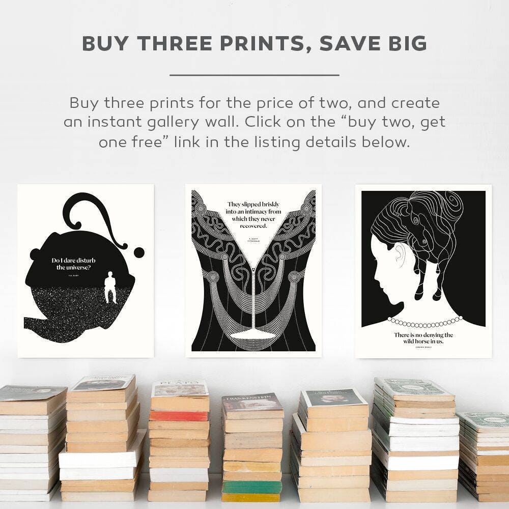 William Shakespeare Literary Poster, "pages" Black and White Book Lover ...