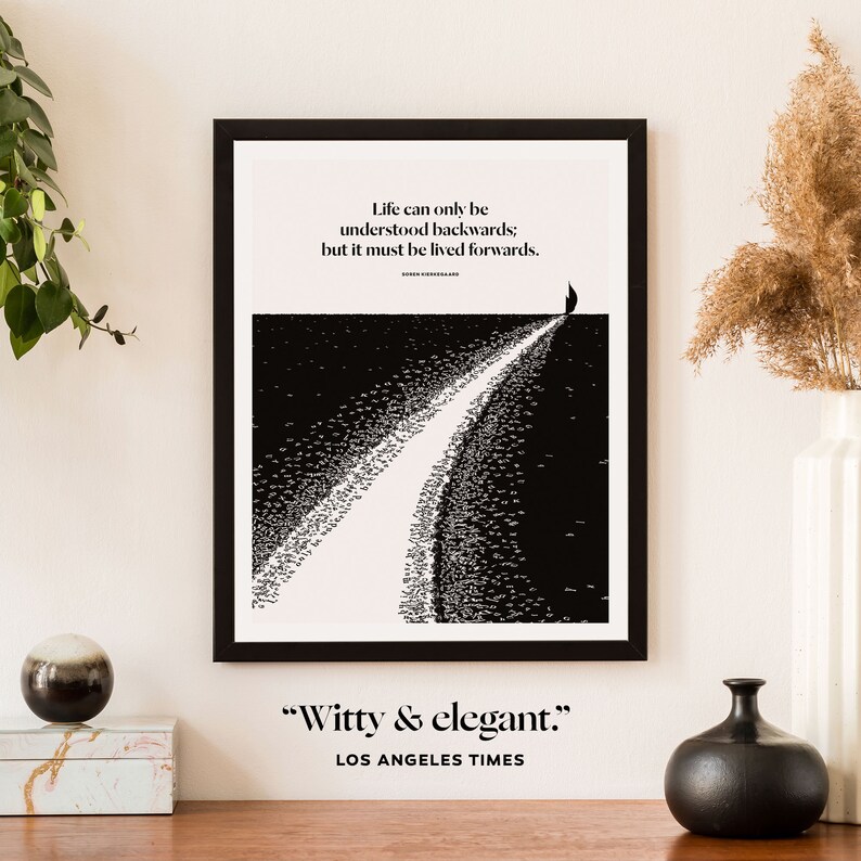 Kierkegaard Quote Art Print, Illustration, Philosophy Gift for Book ...