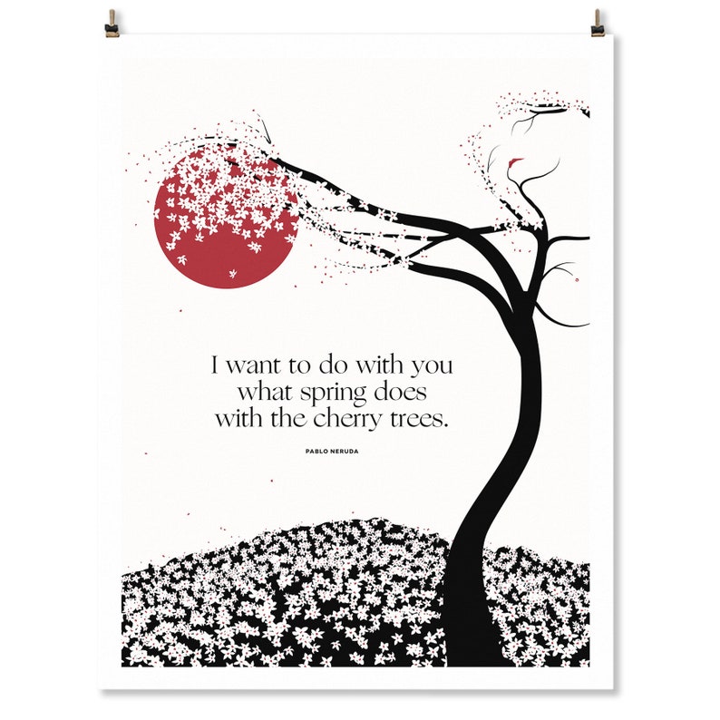 Pablo Neruda Love Quote Print: Cherry Tree Poem, Romantic Gift - Etsy