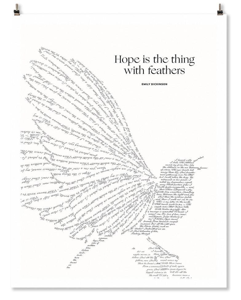 Emily Dickinson "hope" Literary Art Print, Handwriting Typography ...