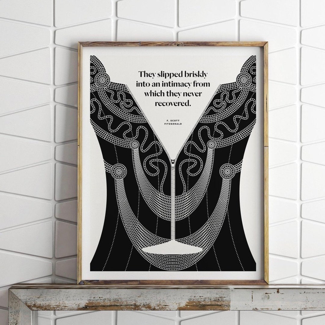 F. Scott Fitzgerald Art Print: Art Deco Martini Glass Illustration - Etsy