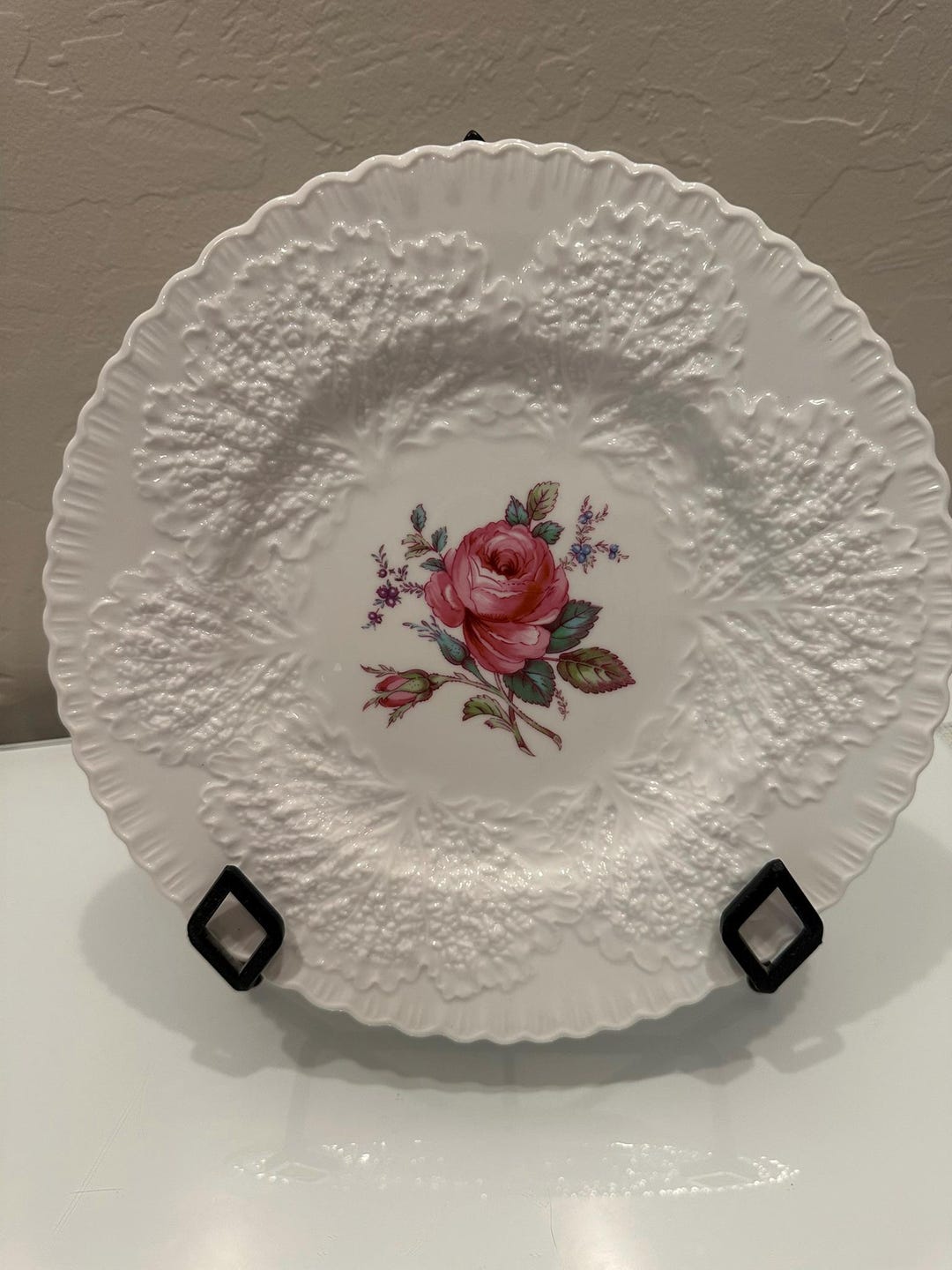 Vintage Spode Bridal Rose Dinner Plate - 10.5" Embossed Savoy Cabbage ...