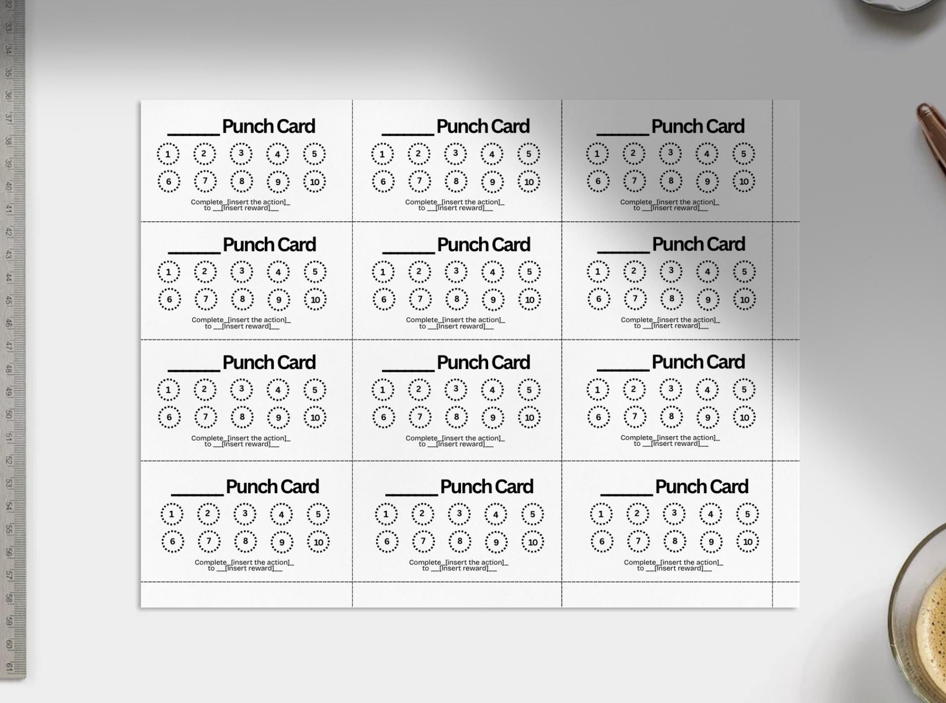 Habit Tracker Punch Card Template: Editable Canva Design (digital ...