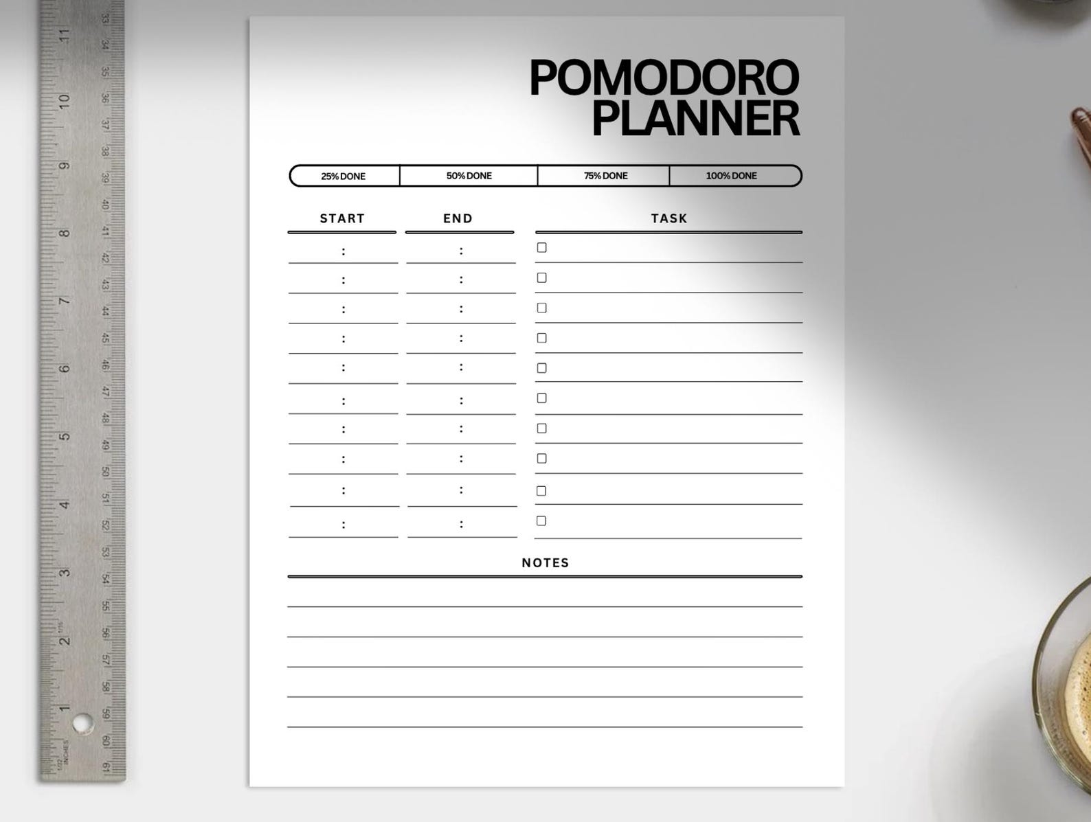 Printable Productivity Timer Log; Pomodoro Technique Planner; Study Log ...