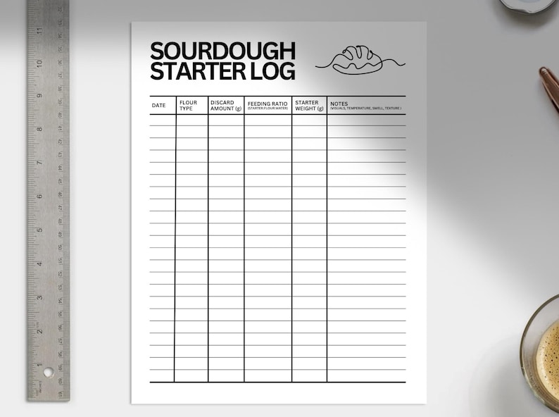 Sourdough Starter Log Template: Bread Baking Journal (digital Download ...