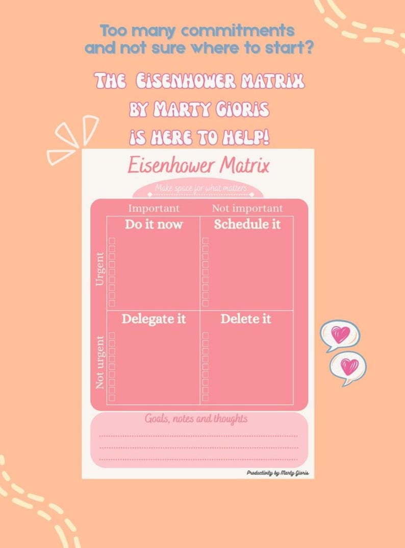 Adhd-friendly Eisenhower Matrix | Editable Urgent Important Planner ...