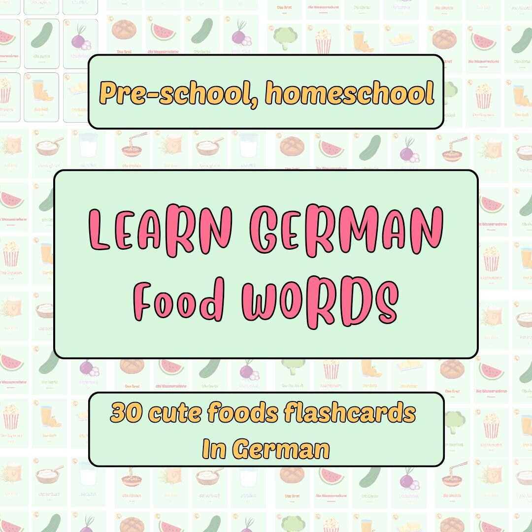 German Food Flashcards for Kids – Printable Canva Cards – Learn German ...
