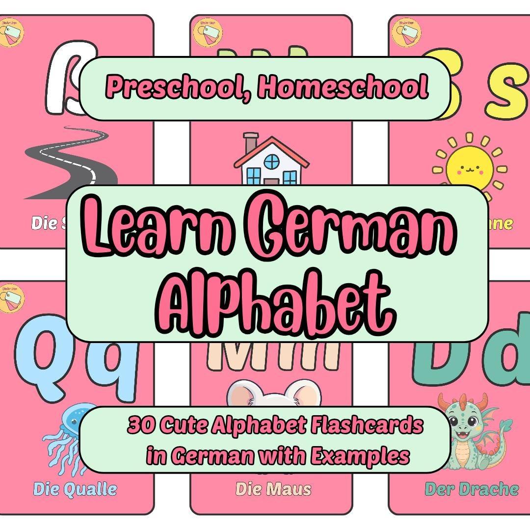 German Alphabet Flashcards | A–Z + Ä Ö Ü | Preschool & Kindergarten ...