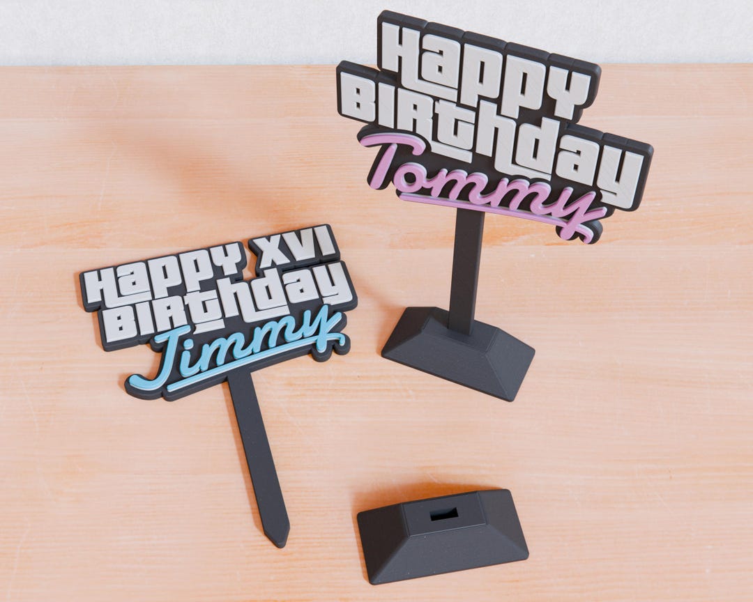 Personalized 3D Cake Topper. Vice City Style. for Birthdays ...