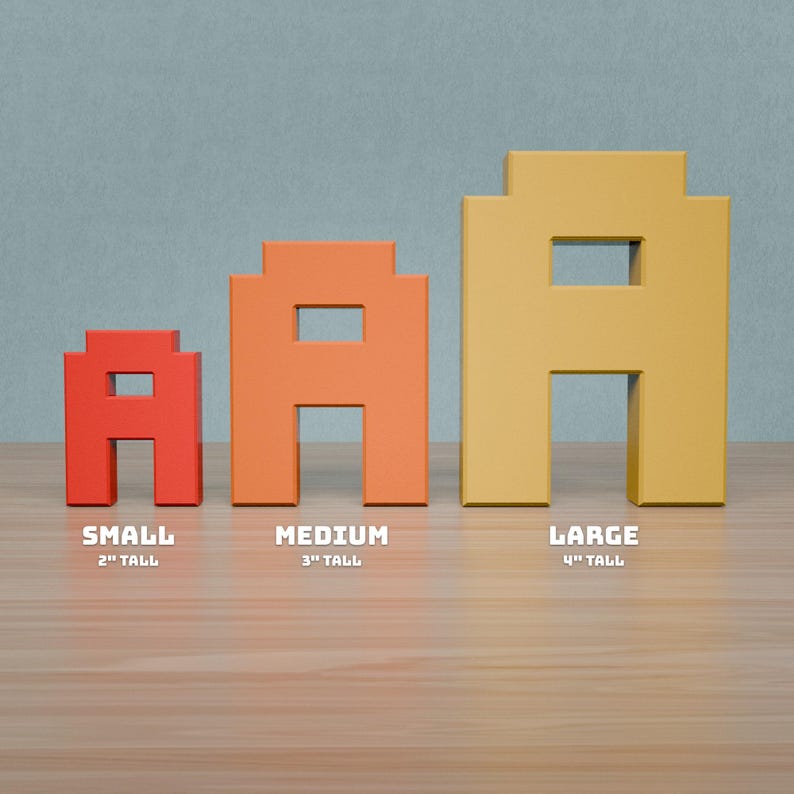 3D Pixelated Sign Letters: Retro Video Game Style, Wall & Shelf Decor ...