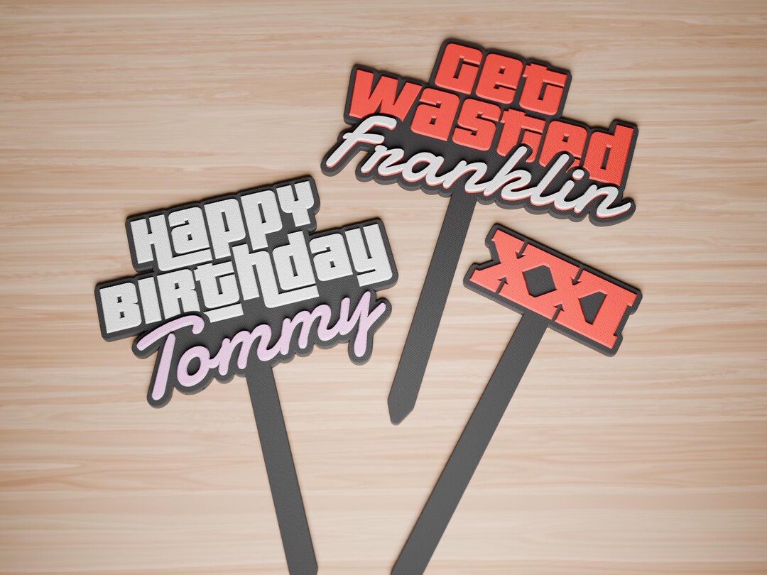 Personalized 3D Cake Topper. Vice City Style. for Birthdays ...