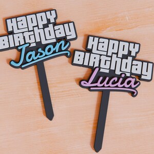 Personalized 3D Cake Topper. Vice City Style. for Birthdays ...