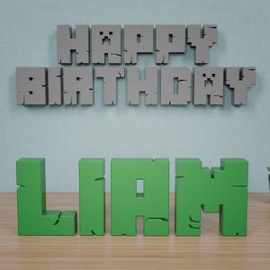 3D Signage Letters. Pixelated Crafting and Mining Video Game Styled ...