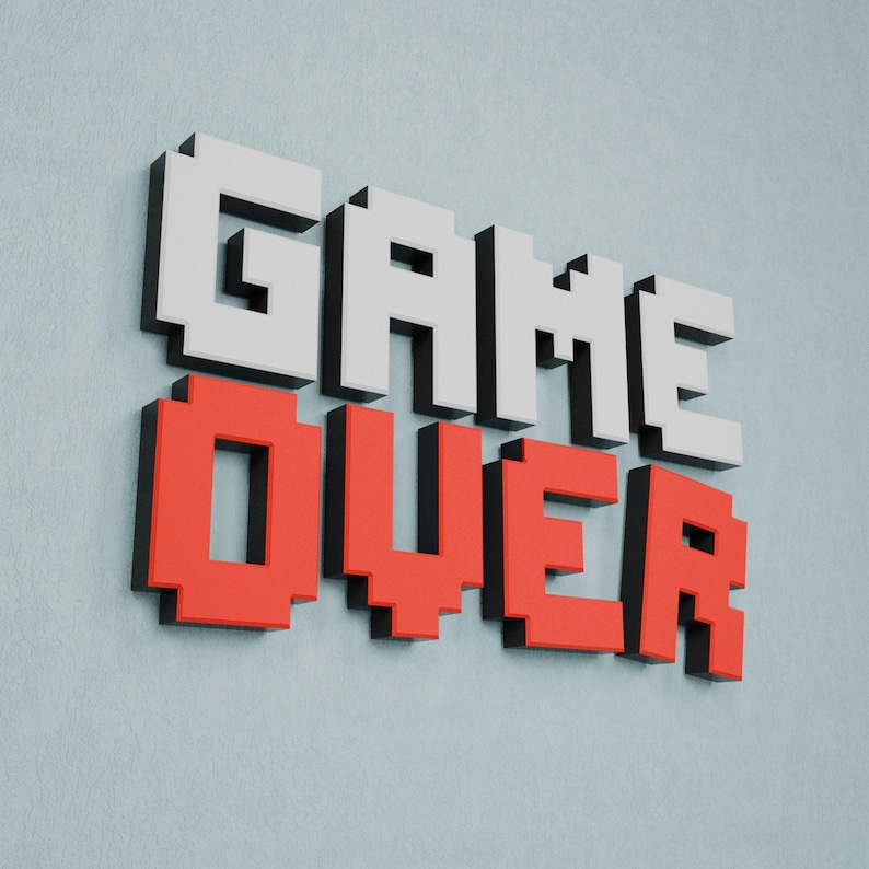 3D Pixelated Sign Letters: Retro Video Game Style, Wall & Shelf Decor ...