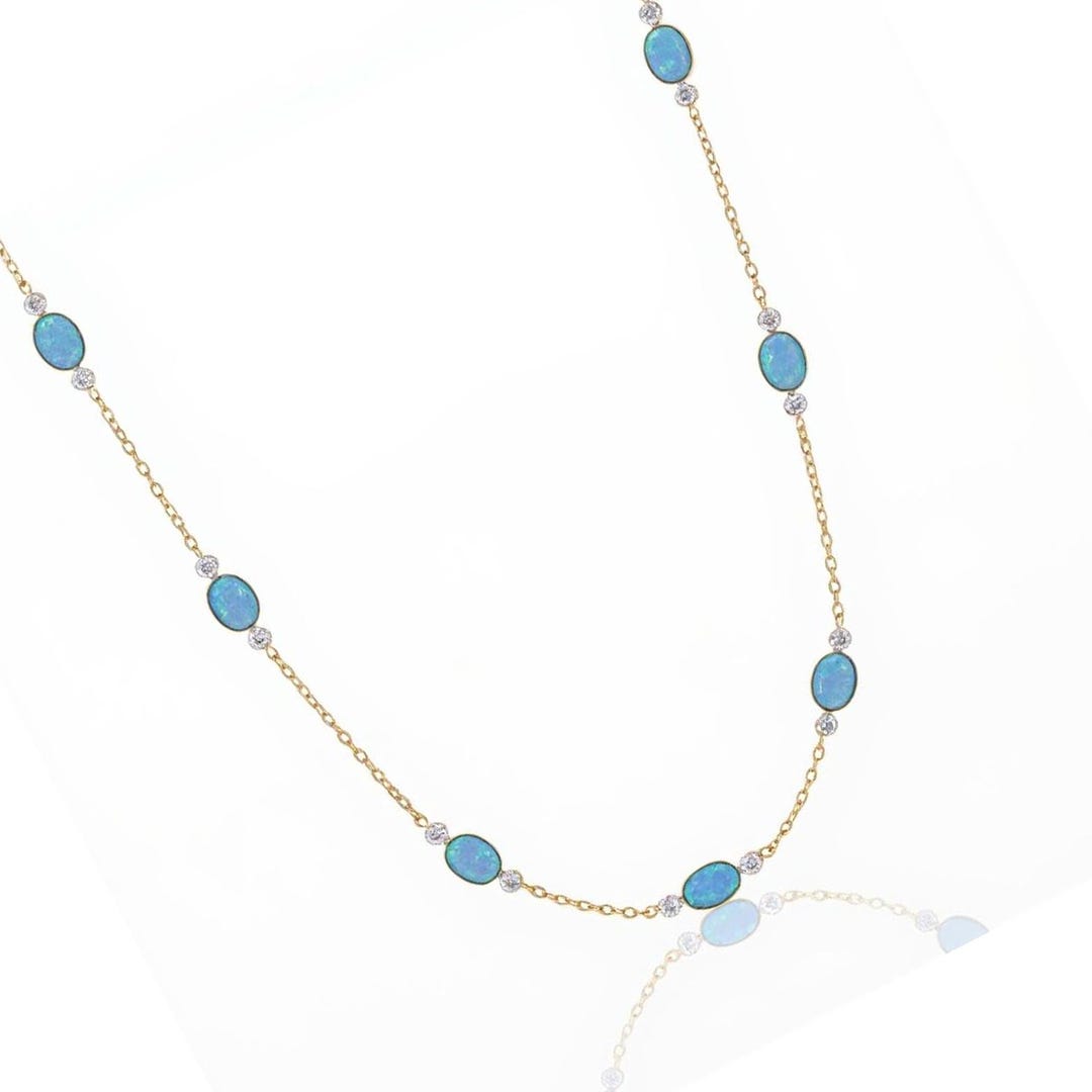 1.53 Carat Cvd Diamond Opal Necklace | Def Vvs-vs Lab Grown Diamonds ...