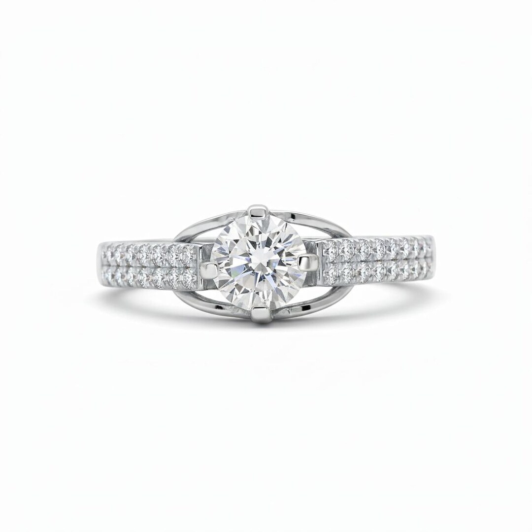 1.4 Ct Side Diamond Ring in 925 Silver | DEF VVS-VS Diamonds - Etsy