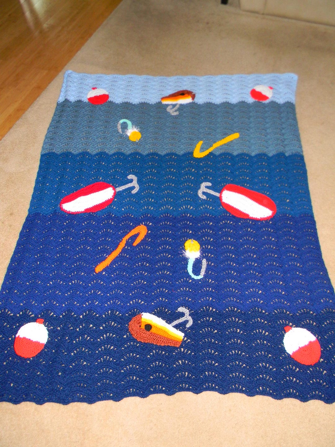 Gone Fishing Lure Chevron Ripple Crochet Blanket Afghan Pattern - Etsy