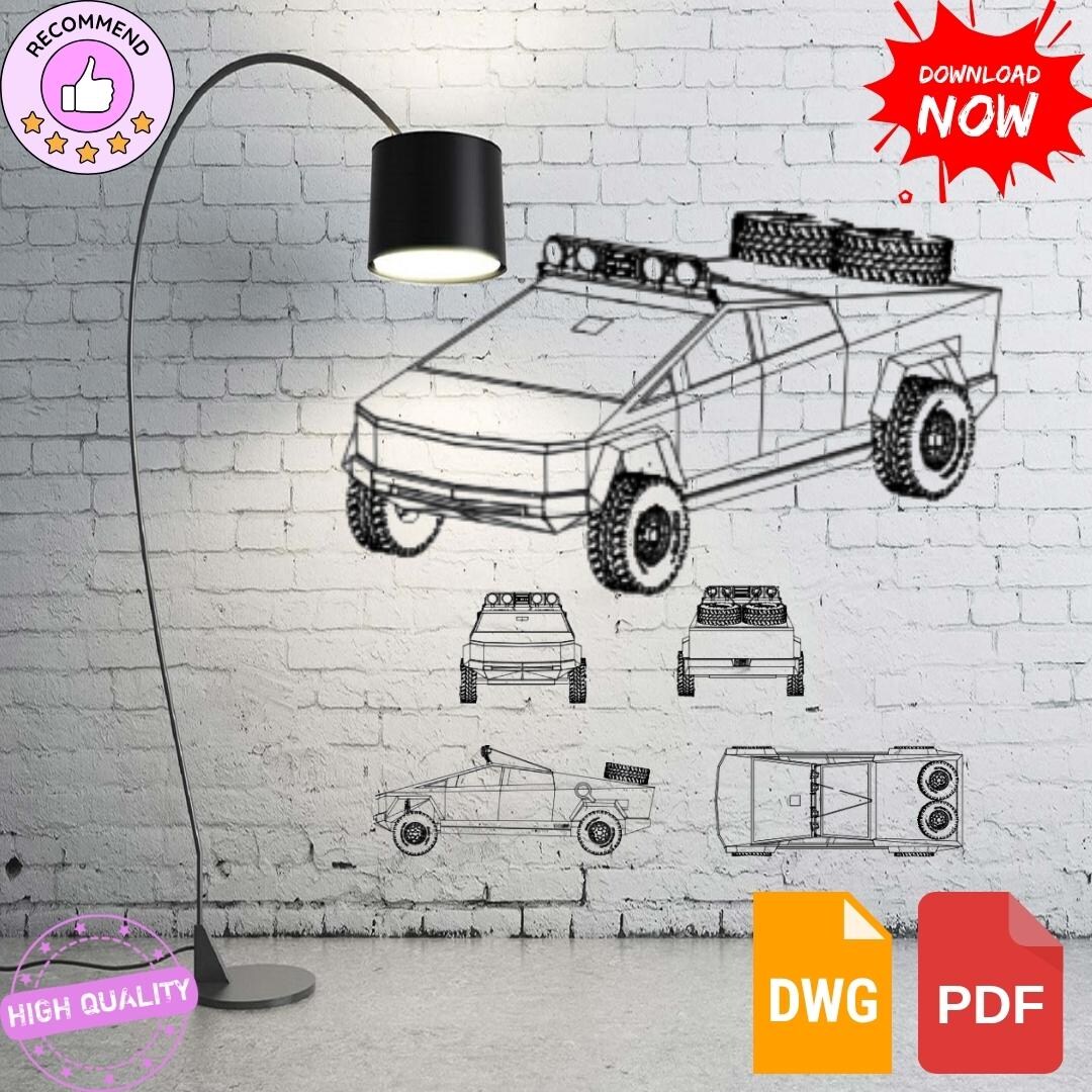 Buy Cybertruck DWG CAD Block – Top, Side & Front Views – Autocad File ...