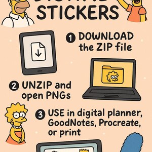 Simpsons-inspired Sticker Pack: Funny Yellow Cartoon PNG & SVG (digital ...