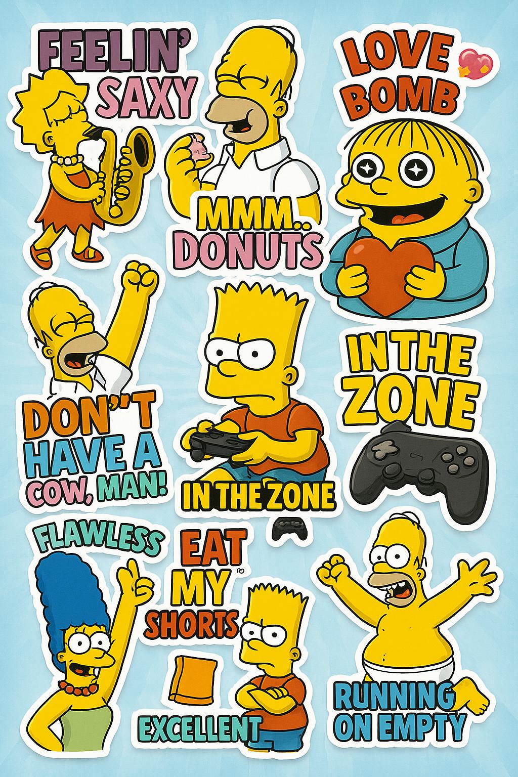 Simpsons-inspired Sticker Pack: Funny Yellow Cartoon PNG & SVG (digital ...
