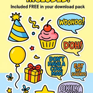 Simpsons-inspired Sticker Pack: Funny Yellow Cartoon PNG & SVG (digital ...