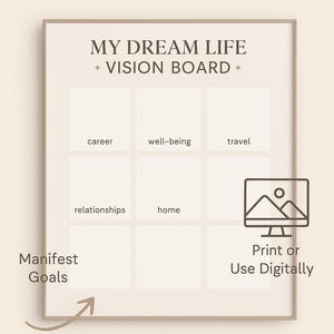 Dream Life Vision Board Template Canva | Editable Vision Board ...
