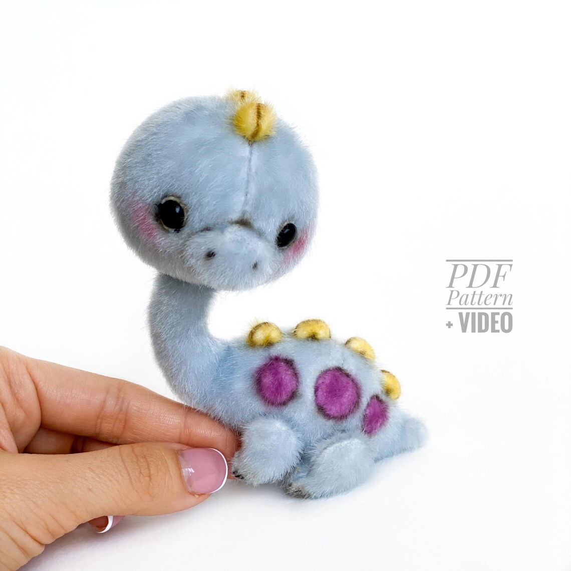 Brontosaurus PDF Sewing Pattern, Video Tutorial DIY Stuffed Toy Pattern ...