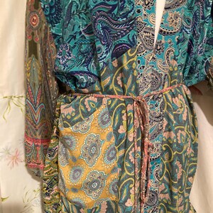 OPEN SIZE, Patchwork Bohemian Colorful Karma Highway Kimono Robe With ...