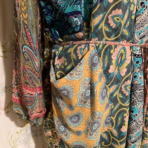 OPEN SIZE, Patchwork Bohemian Colorful Karma Highway Kimono Robe With ...