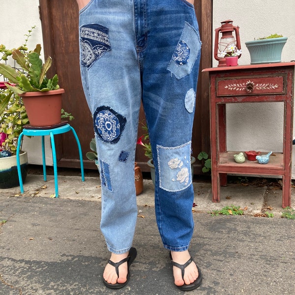 Patchwork Jeans - Etsy