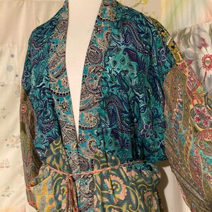OPEN SIZE, Patchwork Bohemian Colorful Karma Highway Kimono Robe With ...