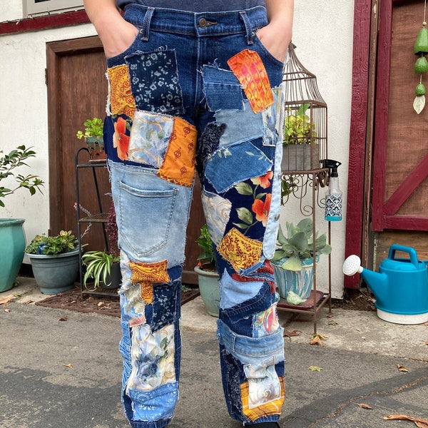 Patchwork Jeans - Etsy