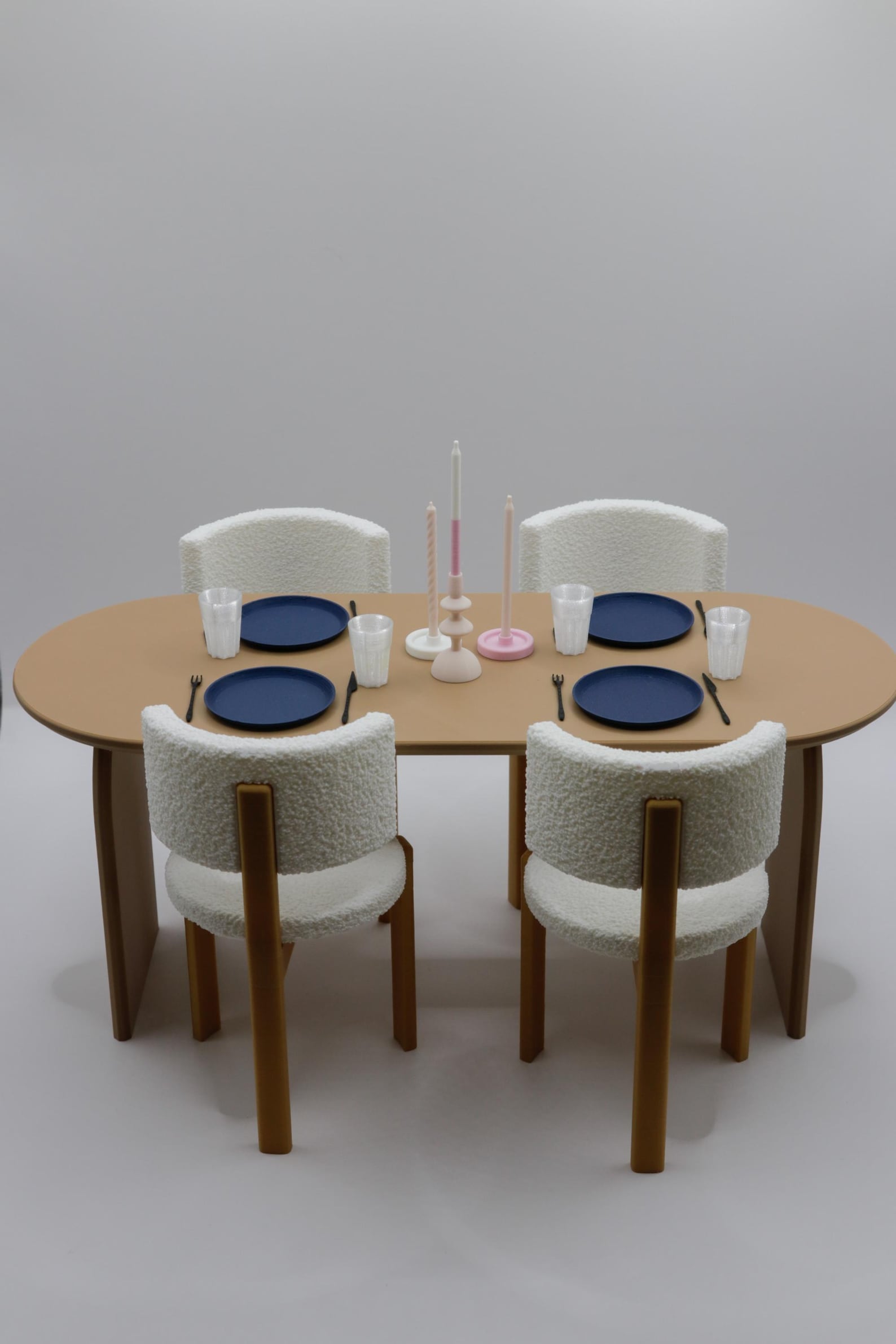 1:6 Scale Dining Table, Bench & Chairs STL File – Miniature Dollhouse ...