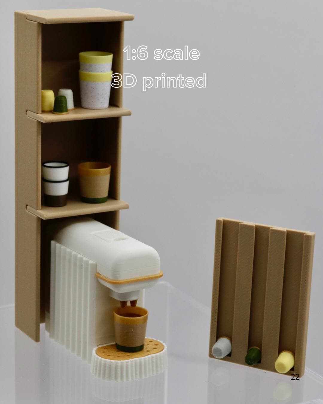 1:6 Scale Miniature Coffee Corner | Espresso Machine, Coffee Pods, Mugs ...