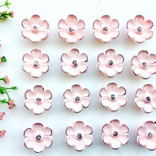 Blushing Pink Flower Knobs Shabby Chic Dresser Drawer Pulls - Etsy
