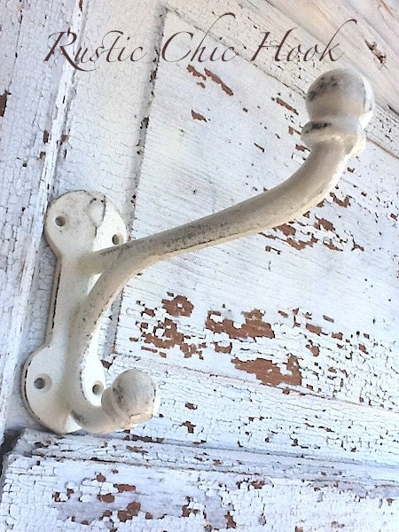 Ivory Wall Hook / Rustic Chic/Cast Iron/Barn Hook/ Metal Wall | Etsy